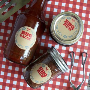 BBQ Sauce & Rub Canning Jar Labels, Round Kraft Paper Mason Jar and ...