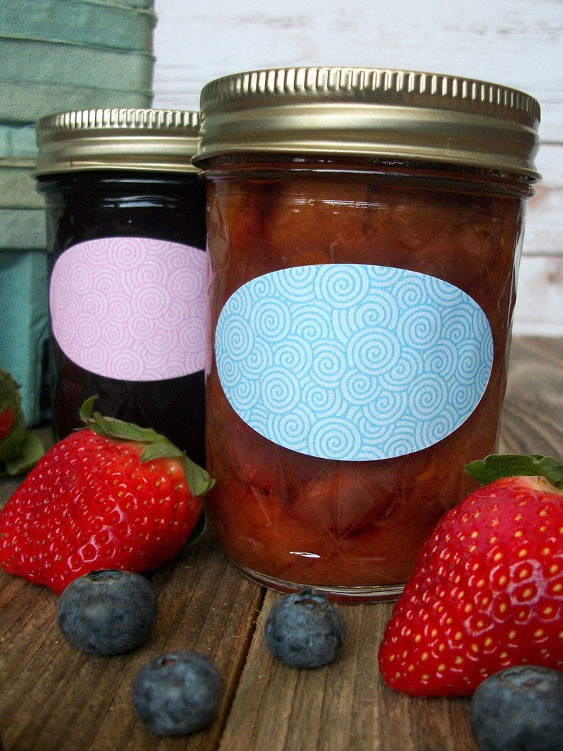 Swirly oval canning jar labels cute quilted jam jar labels | Etsy
