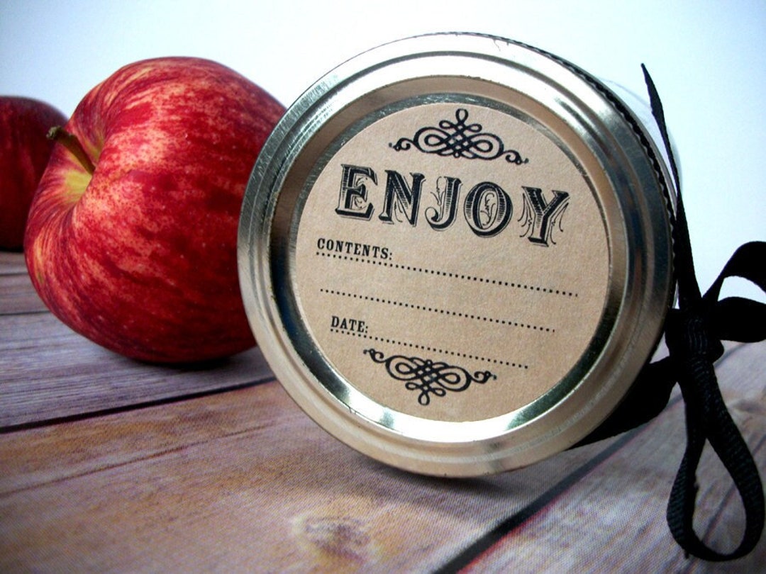 Enjoy KRAFT Paper Canning Jar Labels, Round Mason Jar Stickers for ...