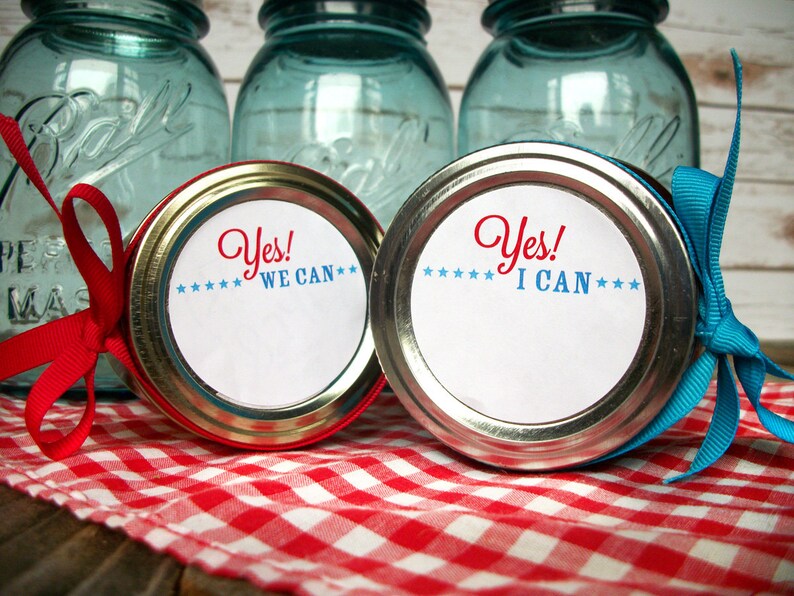 Patriotic Yes I Can Yes We Can Canning Jar Labels Round - Etsy