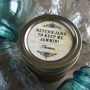 Return Jars to Keep Me Jammin, Custom Vintage Canning Jar Labels ...