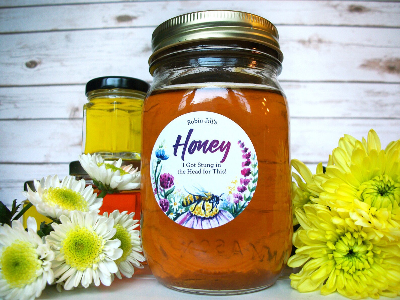 Custom Watercolor Wildflower Honey Labels Whimsical | Etsy