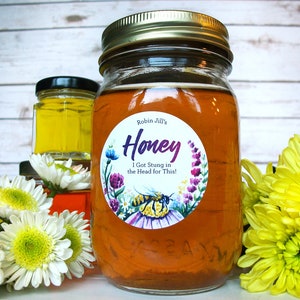 Custom Watercolor Wildflower Honey Labels, Whimsical Customized Honey ...