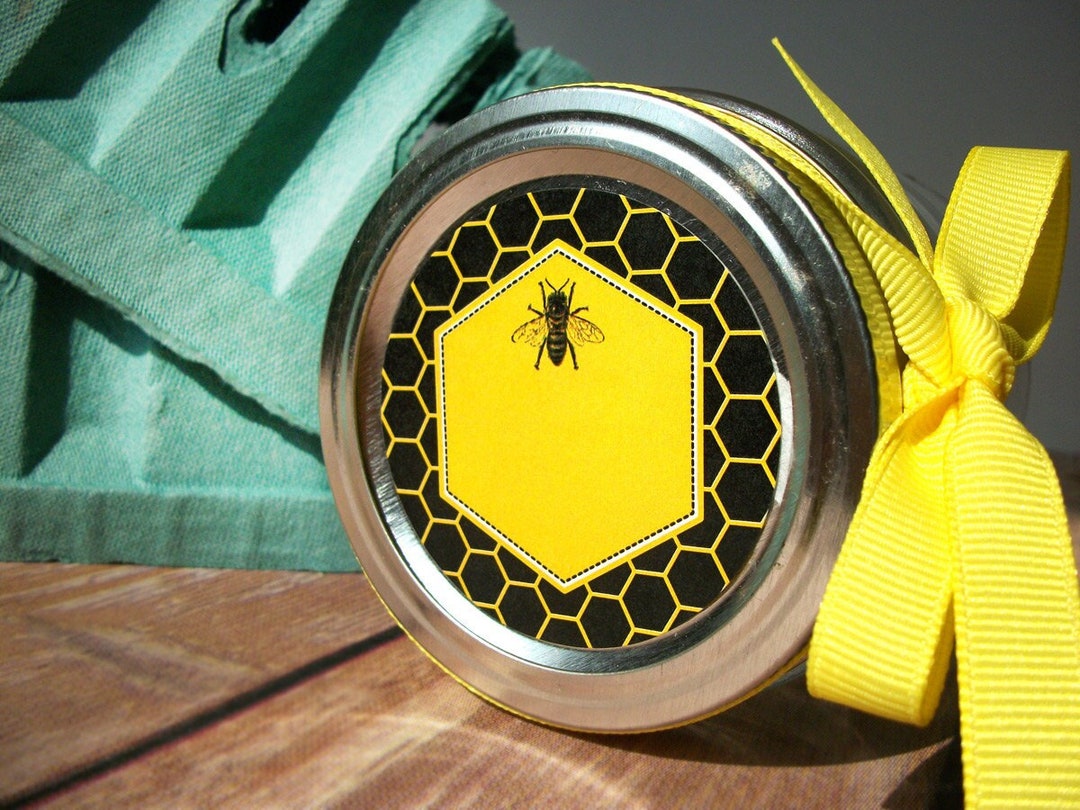 Beehive Canning Jar Label, Elegant Honey Bottle Label, Honeycomb Honey ...
