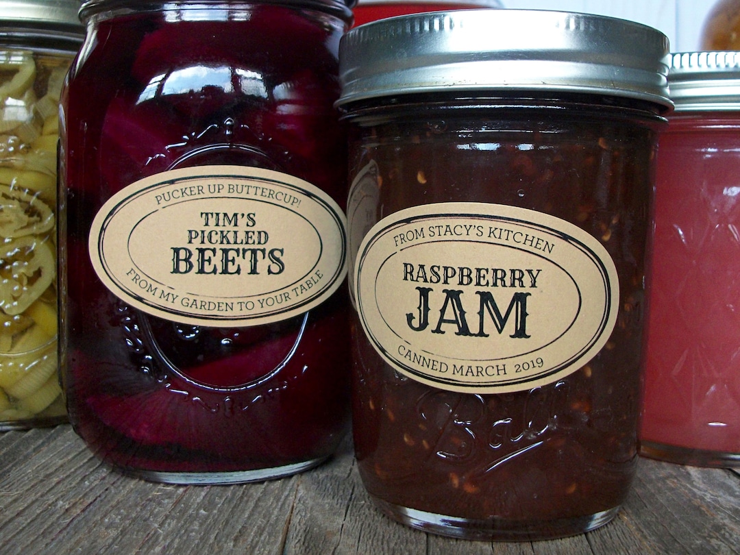 Custom Kraft Apothecary Oval Canning Labels, Retro Mason Jar Stickers ...