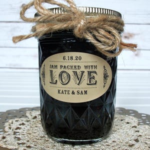 Kraft Oval Jam Packed With Love Jam Jar Labels, Custom Wedding Favor ...
