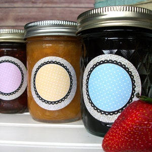 Cottage Chic Burlap Canning Jar Labels, Round Mason Jar Labels for ...