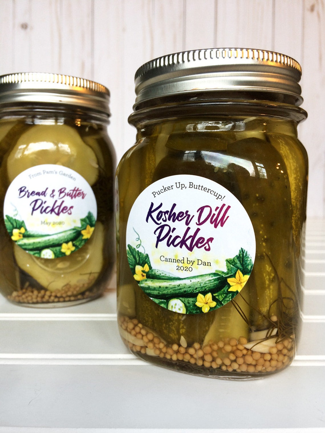 Custom Watercolor Pickle Canning Labels Round Printed - Etsy