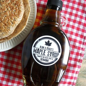 Custom Rubber Stamp Maple Syrup Labels, Red or Black Custom Maple Leaf ...