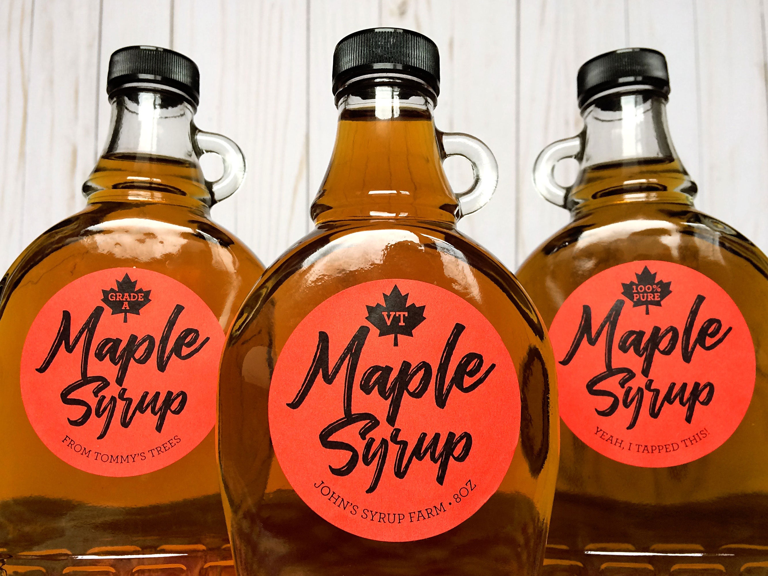 Custom Robust Maple Syrup Bottle Labels, Customized & Printed Round Red ...