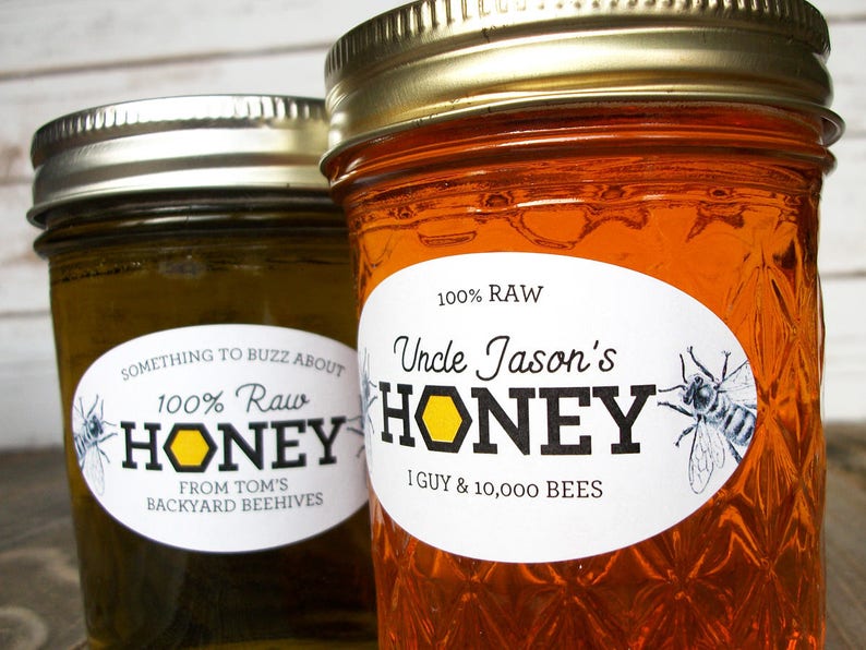Custom Honeycomb Oval Honey Labels for Quilted Mason Jars - Etsy