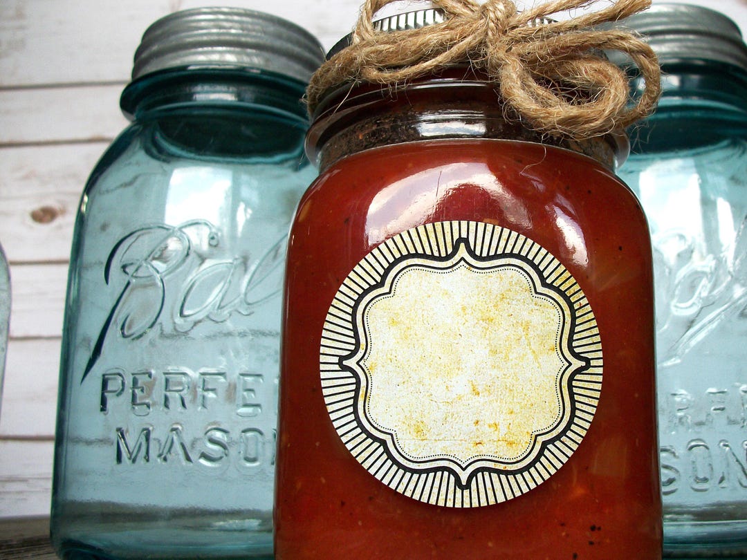 Vintage Burst Canning Jar Labels, Round Mason Jar Stickers for Jam ...