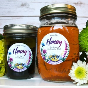 Custom Watercolor Wildflower Honey Labels, Whimsical Customized Honey ...