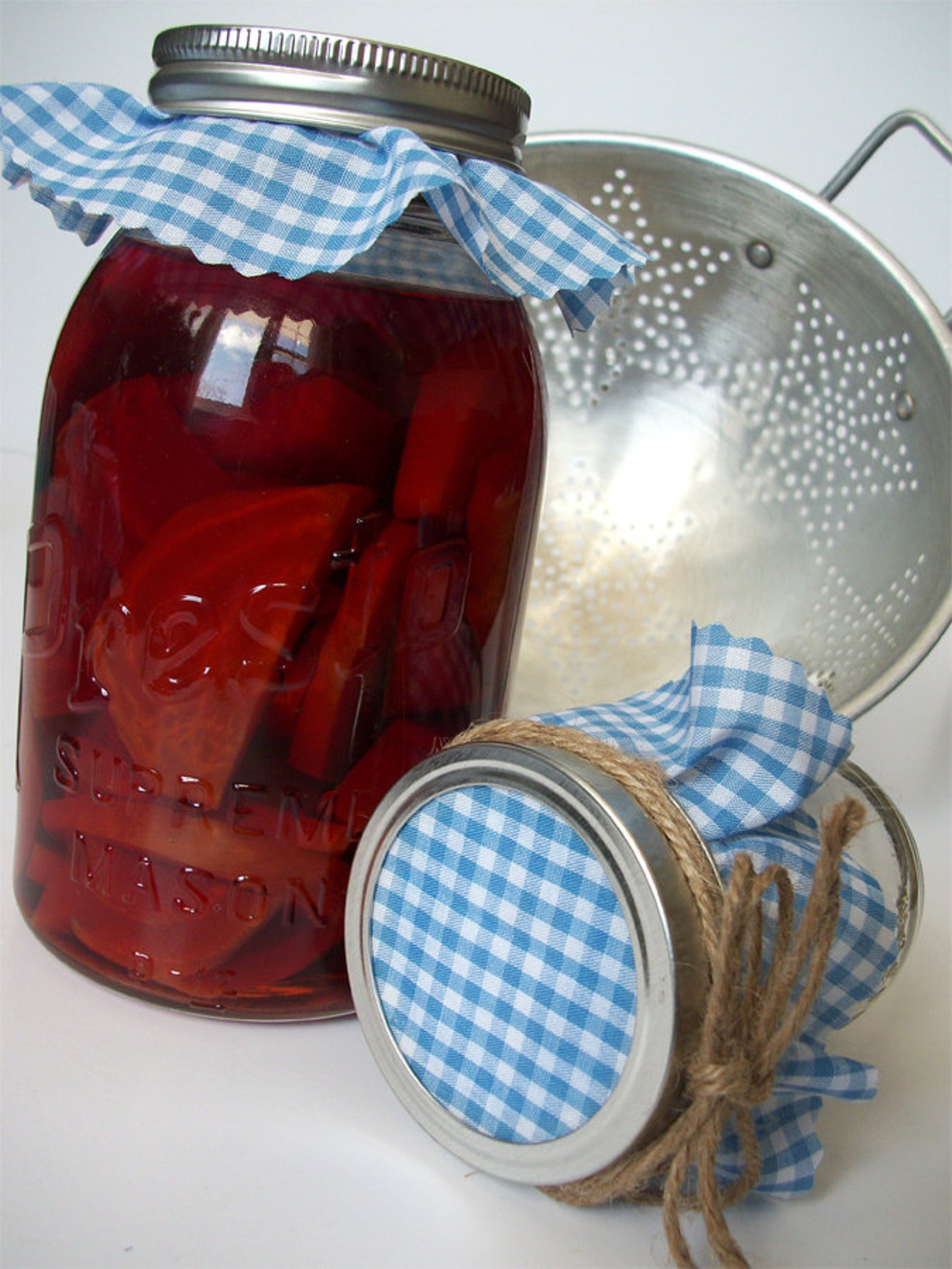 12 Blue Gingham Jam Jar Covers Fabric Jar Covers Cloth - Etsy