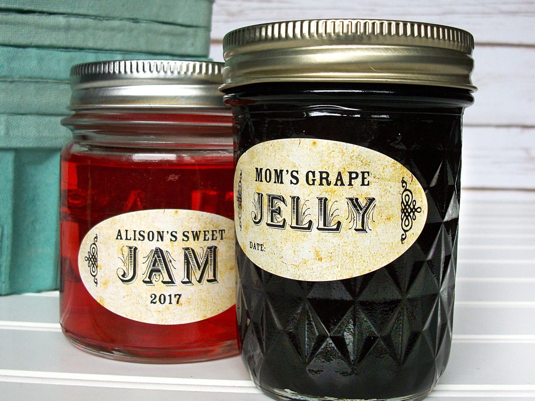 Custom Oval Vintage Canning Jar Labels, Stickers for Quilted Ball Jam ...