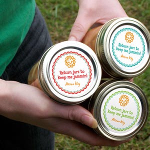 Return Jars to Keep Me Jammin, Funny Custom Round Mason Jar Stickers ...