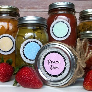 Cottage Chic Burlap Canning Jar Labels, Round Mason Jar Labels for ...