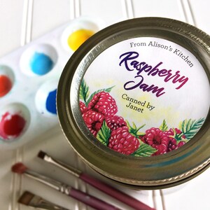 Custom Watercolor Raspberry Canning Labels, Printed Round Mason Jar ...