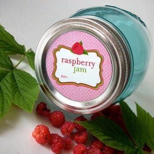 RED Raspberry Jam Canning Jar Labels, Round Canning Labels for Fruit ...