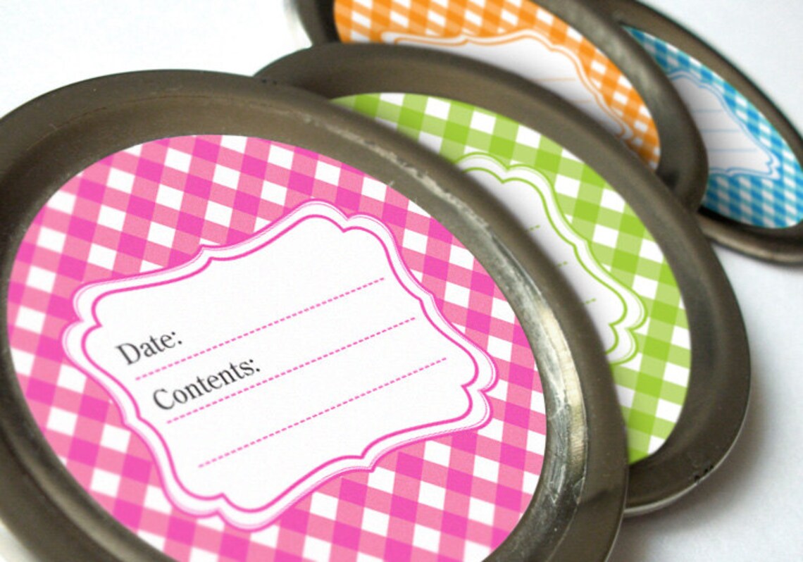 Bright Gingham Canning Jar Labels Round Jar Labels for Fruit - Etsy