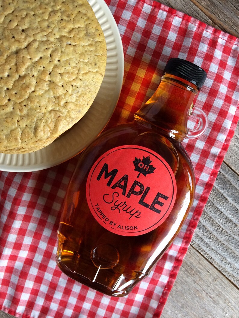 Custom Red Artisanal Maple Syrup Bottle Labels Customized - Etsy