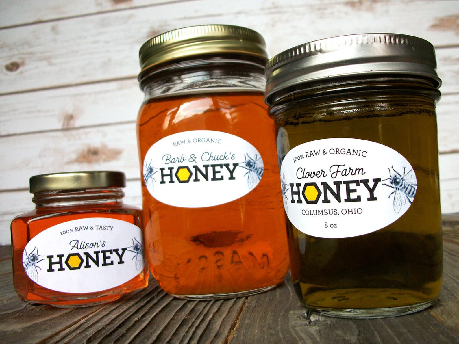 Custom Honeycomb Oval Honey Labels for Quilted Mason Jars | Etsy