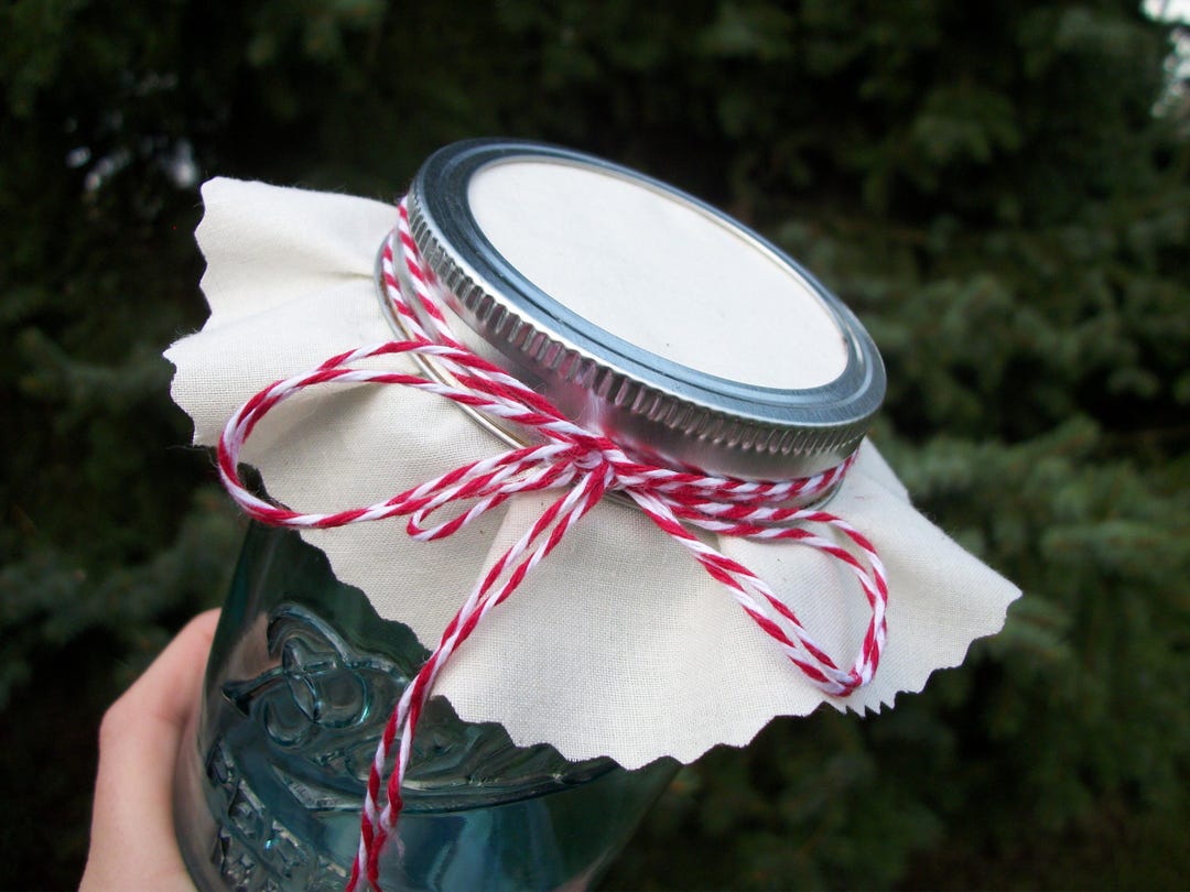 12 off White Muslin Jam Jar Covers, Cloth Toppers Fabric for Mason Jars ...