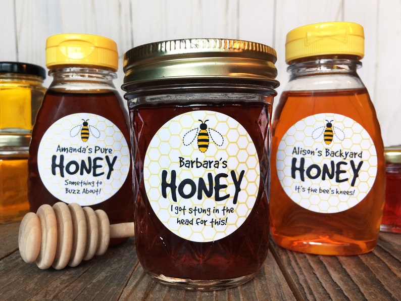 Custom Cute Honey Bee Labels, Custom Honey Bottle Labels & Canning Jar ...