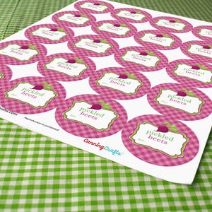 Pickled Beets Canning Jar Labels, Gingham Mason Jar Stickers for ...