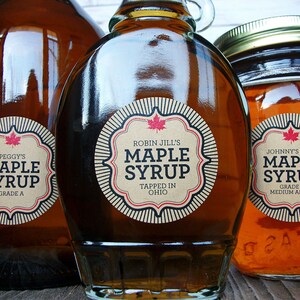 Custom Kraft Burst Maple Syrup Labels, Black & Red Kraft Paper Sticker ...