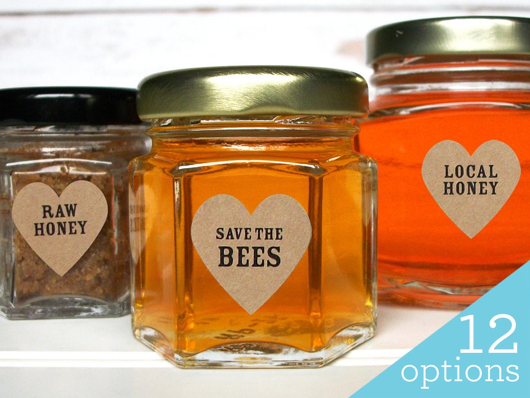 Kraft Honey Beekeeper Heart Labels, Rustic Save the Bees Labels ...