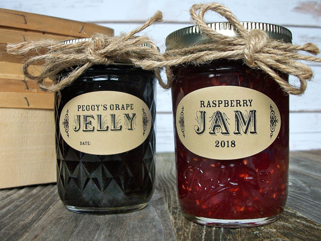 Custom Oval Kraft Paper Canning Jar Labels for Ball Quilted Jam & Jelly ...