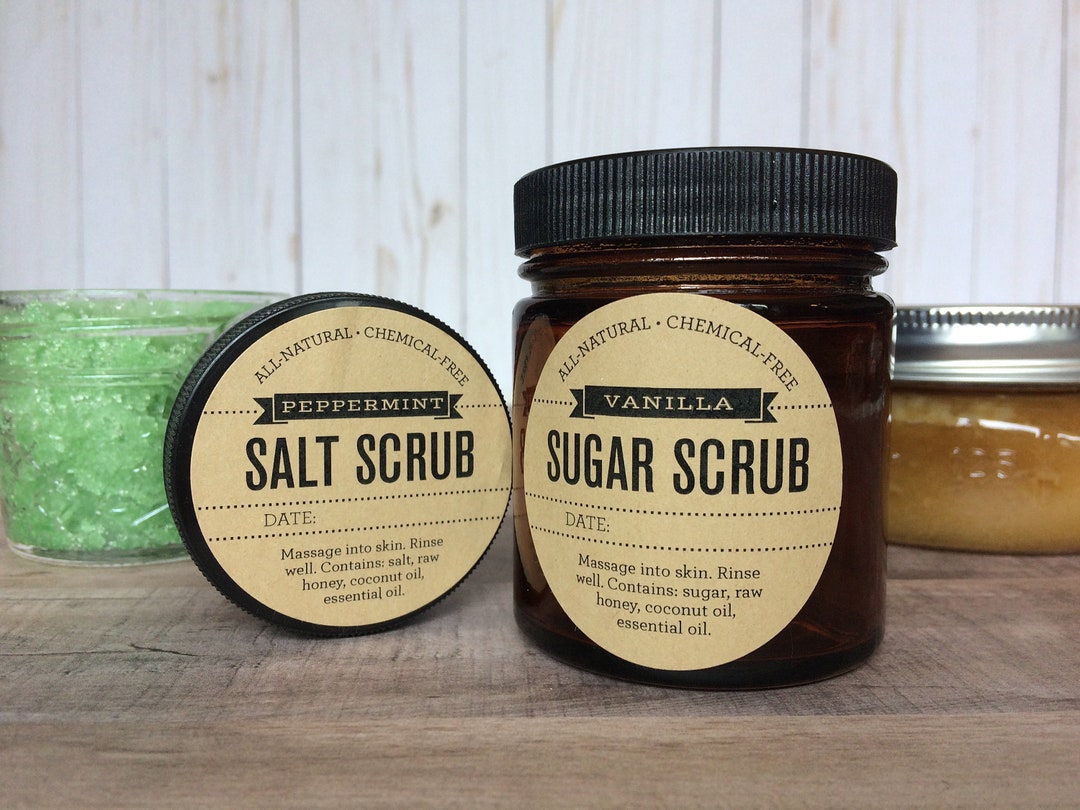 Custom Kraft Sugar & Salt Scrub Labels, Modern Printed Cosmetic ...