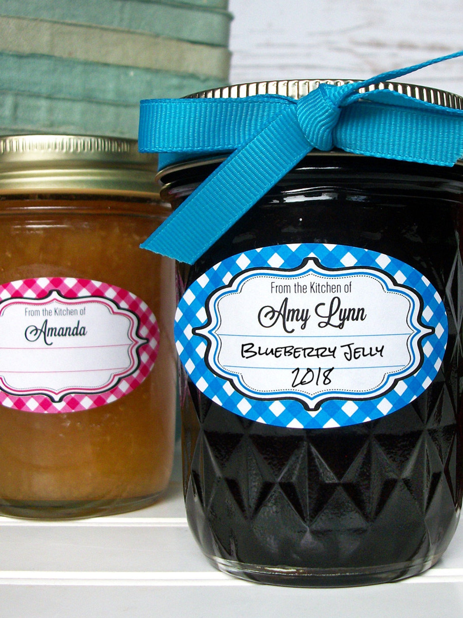 Custom Gingham Oval Kitchen Labels Jam Jelly Jar Labels for - Etsy