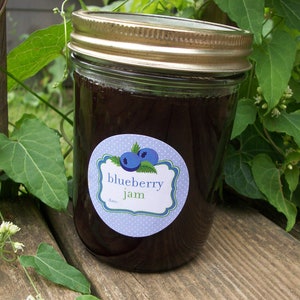 Blueberry Jam Canning Jar Labels, Round Berry Fruit Mason Jar Stickers ...