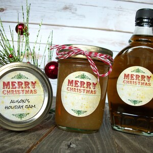 Vintage Merry Christmas Canning Jar Labels, Holiday Gift Jar and Box ...