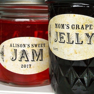Custom Oval Vintage Canning Jar Labels, Stickers for Quilted Ball Jam ...