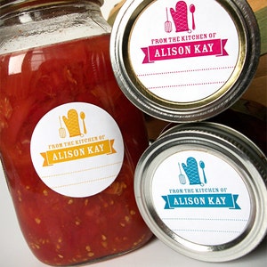 Colorful CUSTOM Kitchen Labels, Round Gift Stickers for Canning Jars or ...