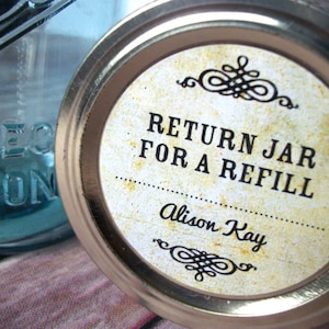 Return Jar for a Refill Custom Vintage Canning Jar Labels, Personalized ...
