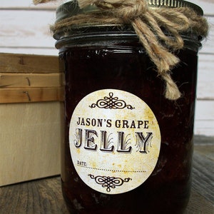 CUSTOM Vintage Canning Jar Labels, Fully Personalized Round Mason Jar ...