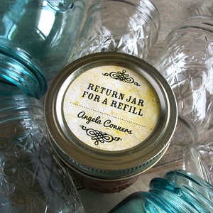 Return Jar for a Refill Custom Vintage Canning Jar Labels, Personalized ...