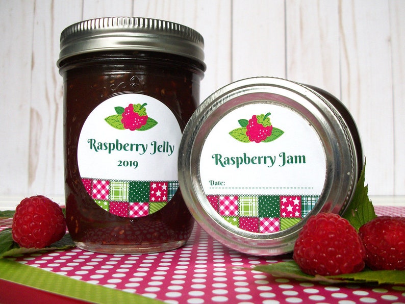 Country Quilt Red Raspberry Canning Jar Labels Cute Printed - Etsy