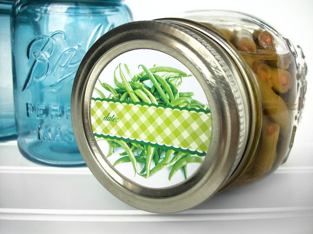 Green Bean Canning Jar Labels, Regular & Wide Mouth Vegetable Mason Jar ...