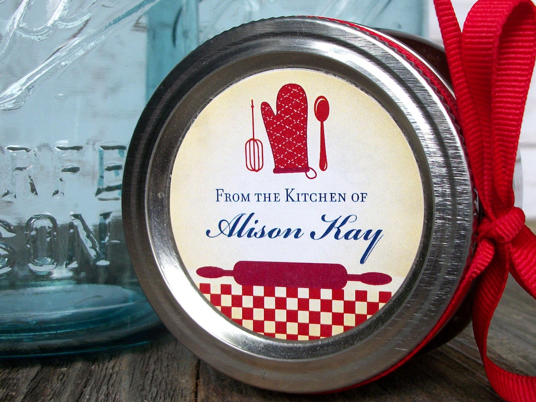 Custom From the Kitchen of Labels Personalized Round Red - Etsy