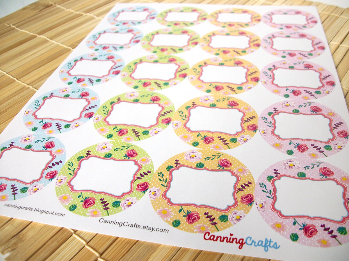 Cottage Chic Flower Canning Jar Labels Round Mason Jar Labels | Etsy