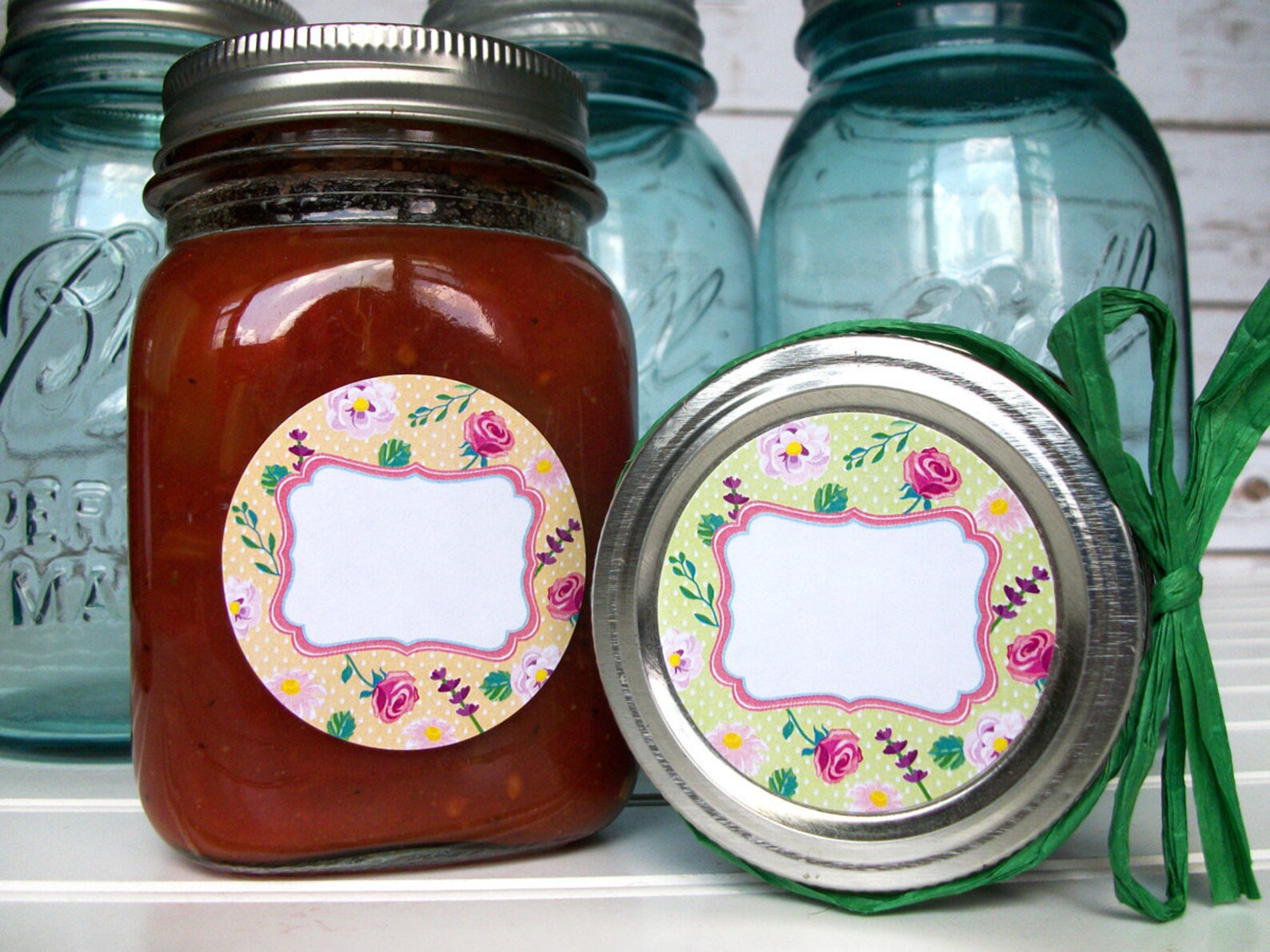 Cottage Chic Flower Canning Jar Labels Round Mason Jar Labels | Etsy