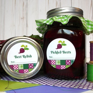 Country Quilt Pickled Beets & Relish Canning Labels Round - Etsy