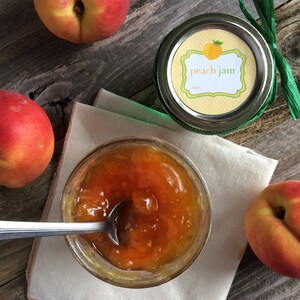 Cute Peach Jam Canning Jar Labels, Round Stickers for Regular or Wide ...