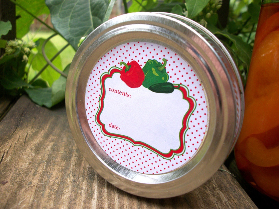 Cute Pepper Canning Jar Labels Round Mason Jar Labels for - Etsy