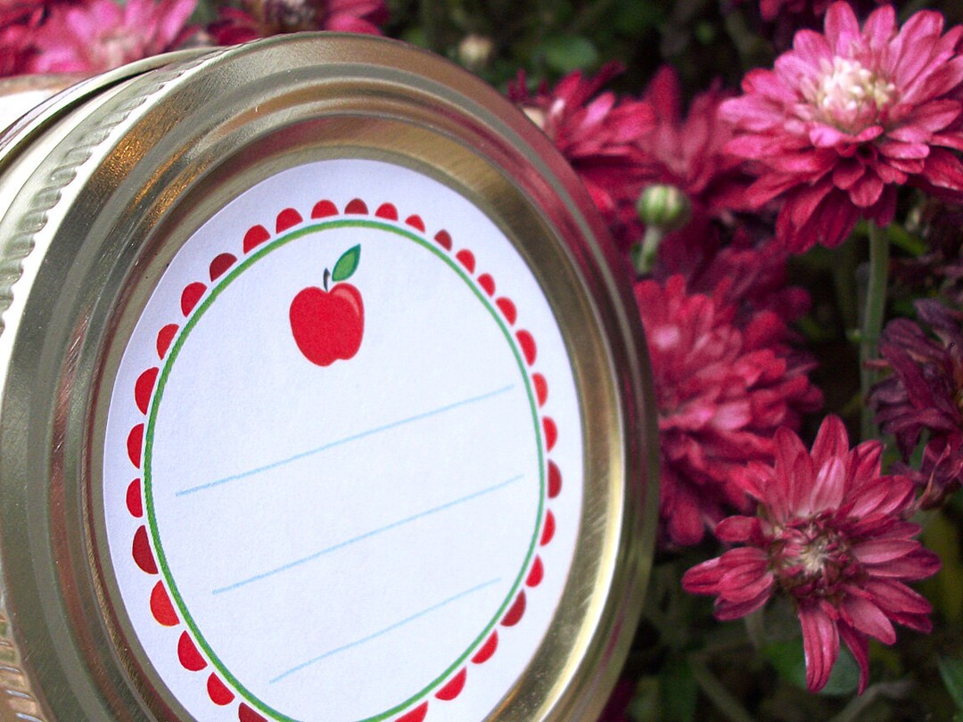 Fun Apple Canning Jar Labels Round Mason Jar Labels for Fruit - Etsy